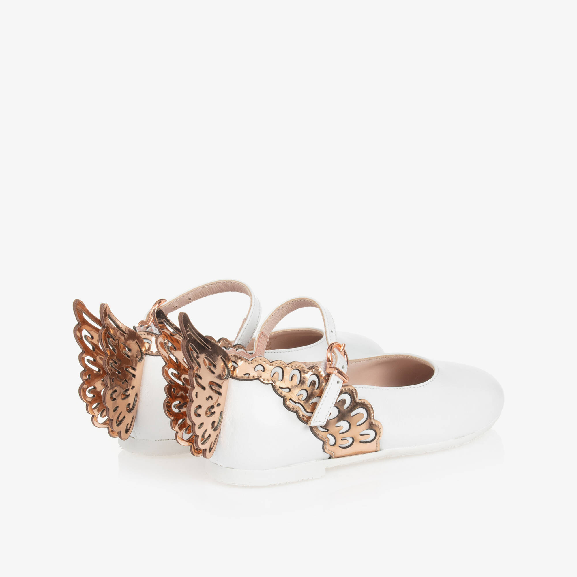 Sophia Webster Mini - Girls White Leather Butterfly Pumps | Childrensalon
