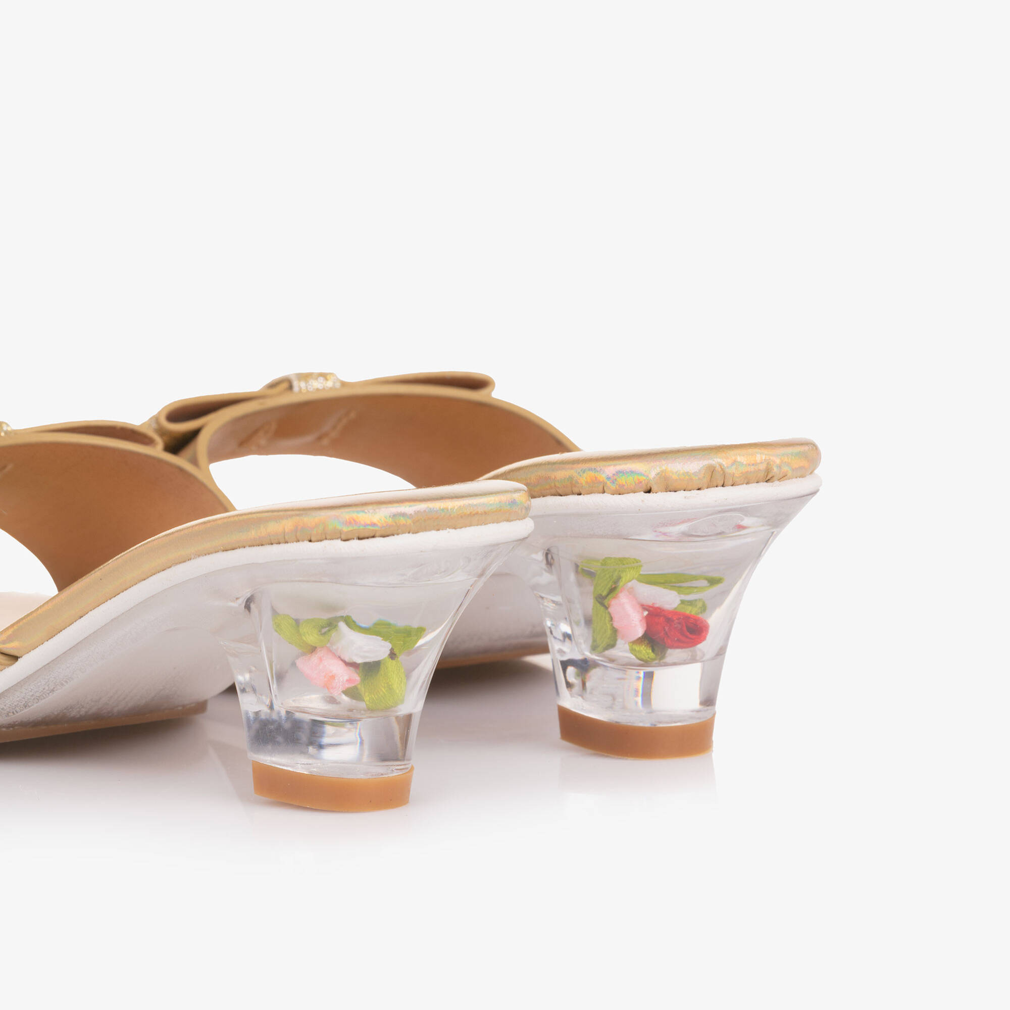 Souza - Girls Iridescent Gold Faux Leather Slip-on Heels | Childrensalon