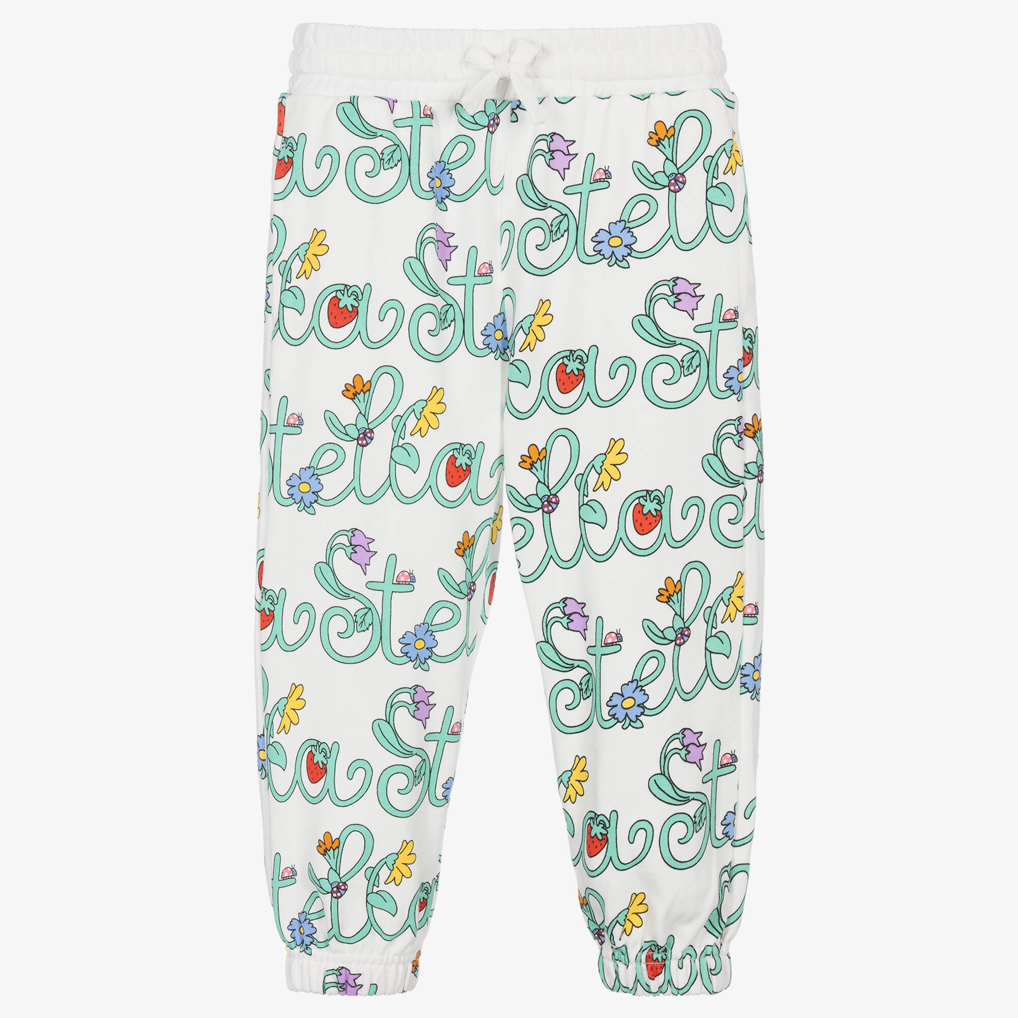 Stella McCartney Kids - Girls Ivory Stella Vine Print Cotton Joggers ...