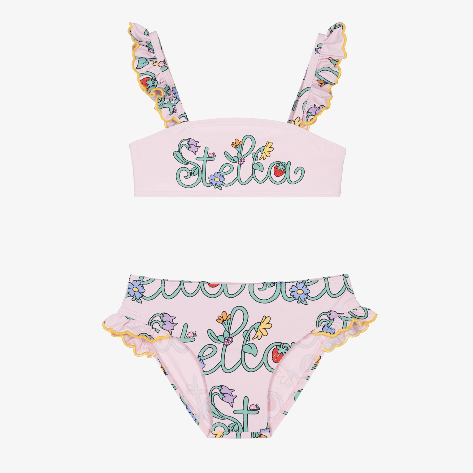 Stella McCartney Kids - Girls Pink Stella Vine Print Bikini (UPF50 ...