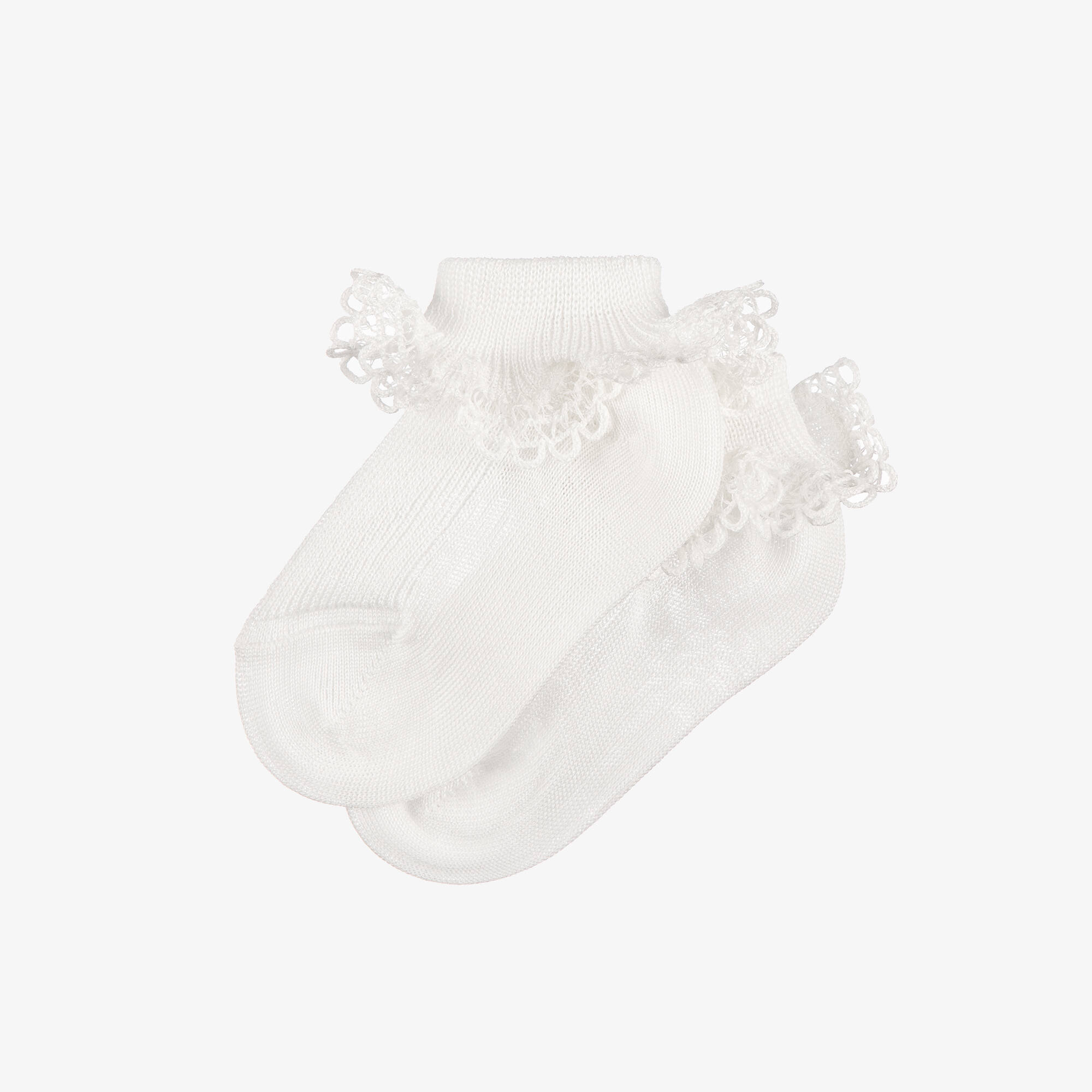 Story Loris - Ivory Lace Cotton Baby Socks | Childrensalon