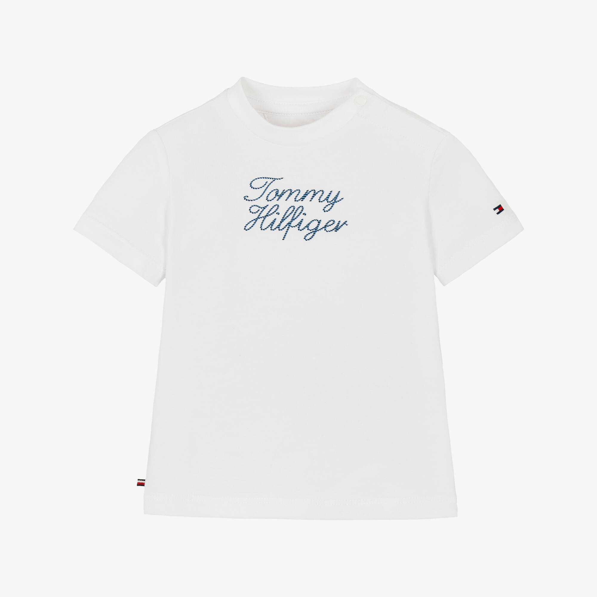 Tommy Hilfiger - Baby Boys White Cotton T-Shirt with Rope Logo ...
