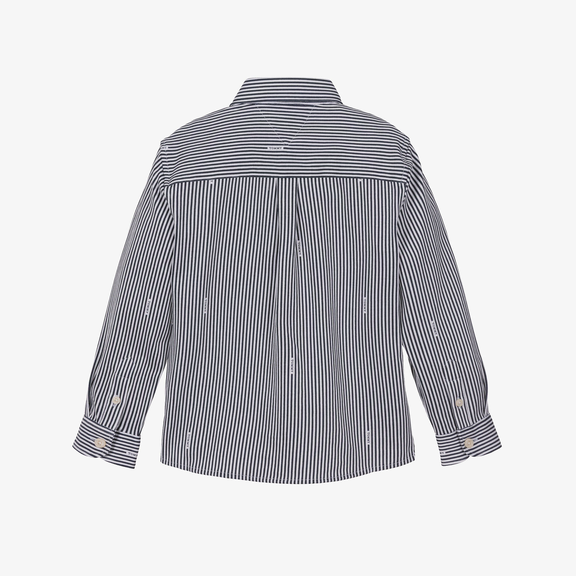 Tommy Hilfiger - Boys Navy Blue Stripe Cotton Button Down Shirt with ...