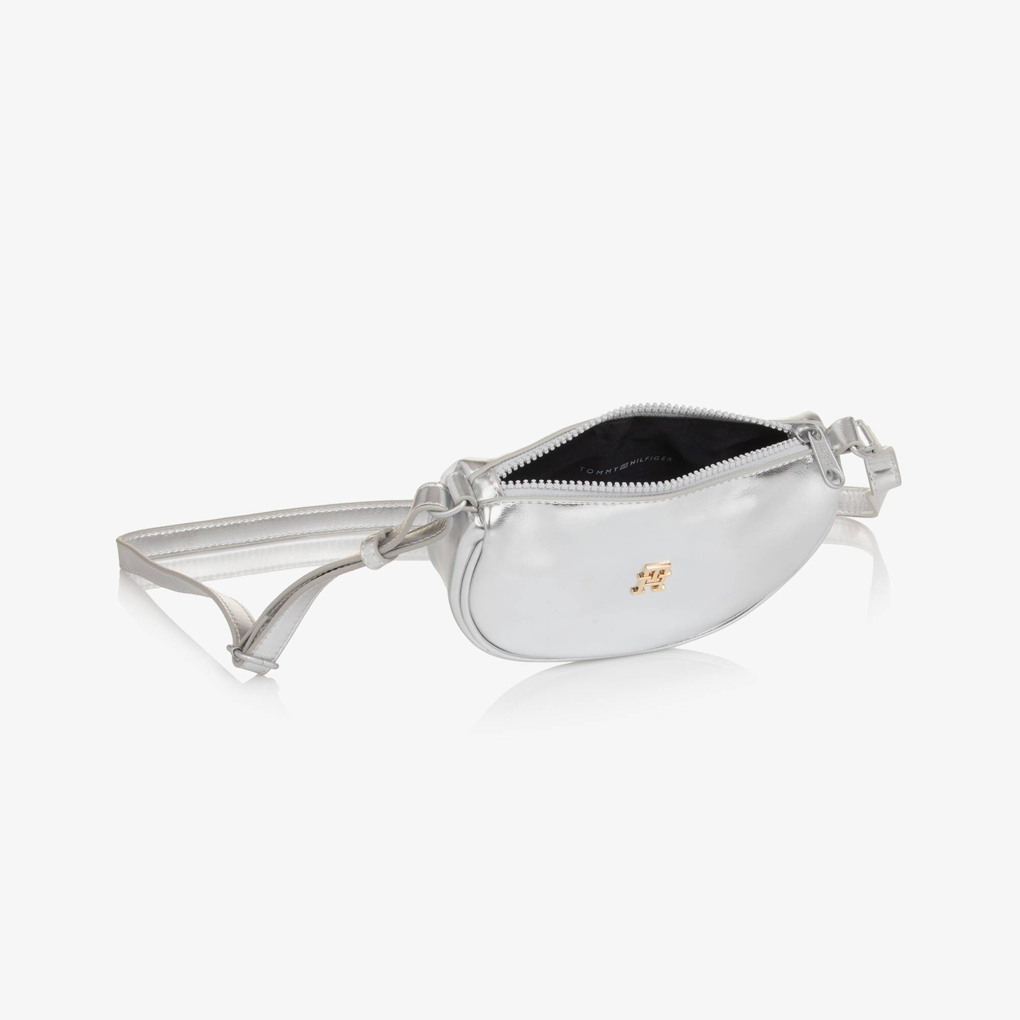 Tommy Hilfiger - Girls Silver Faux Leather Logo Shoulder Bag (18cm ...