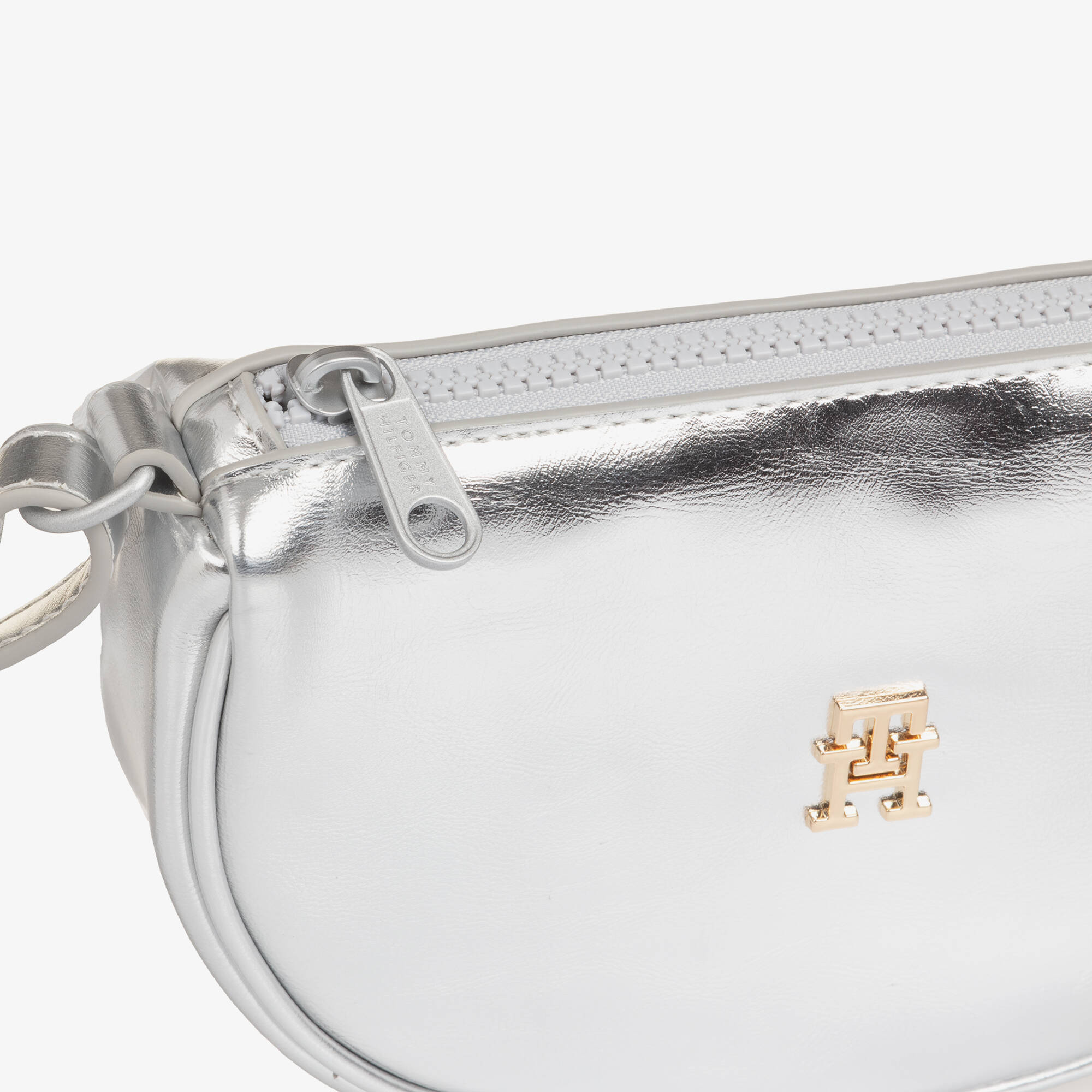 Tommy Hilfiger - Girls Silver Faux Leather Logo Shoulder Bag (18cm ...
