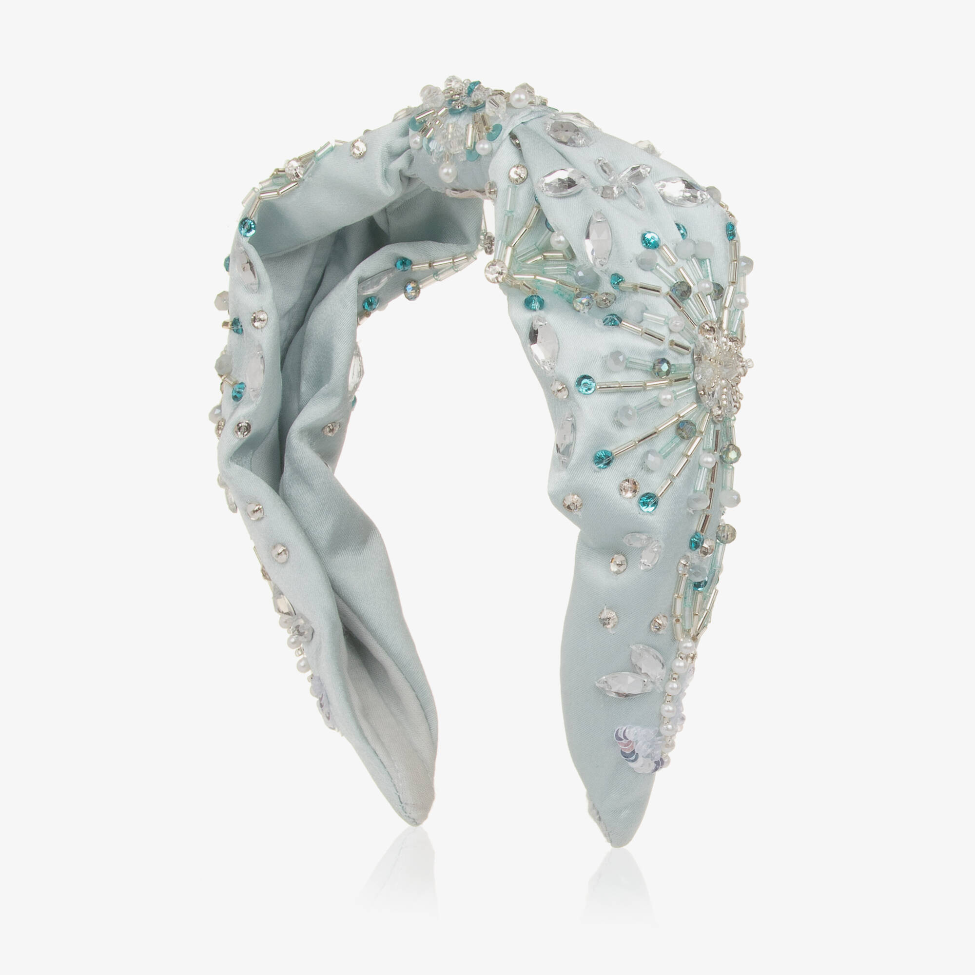 Tutu du Monde - Girls Pastel Blue Satin Embellished Bow Hairband ...