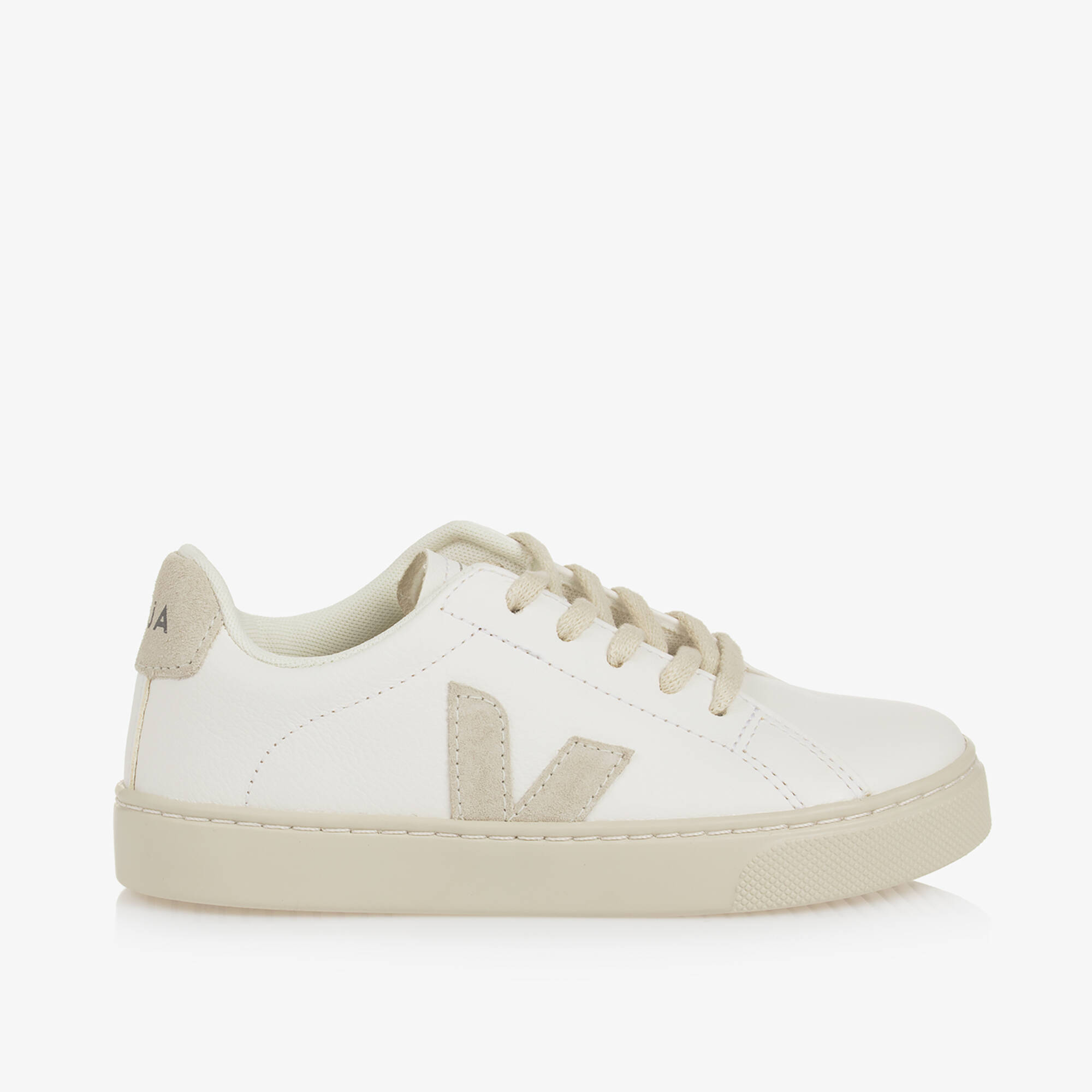 VEJA - White & Grey Leather Esplar Trainers | Childrensalon