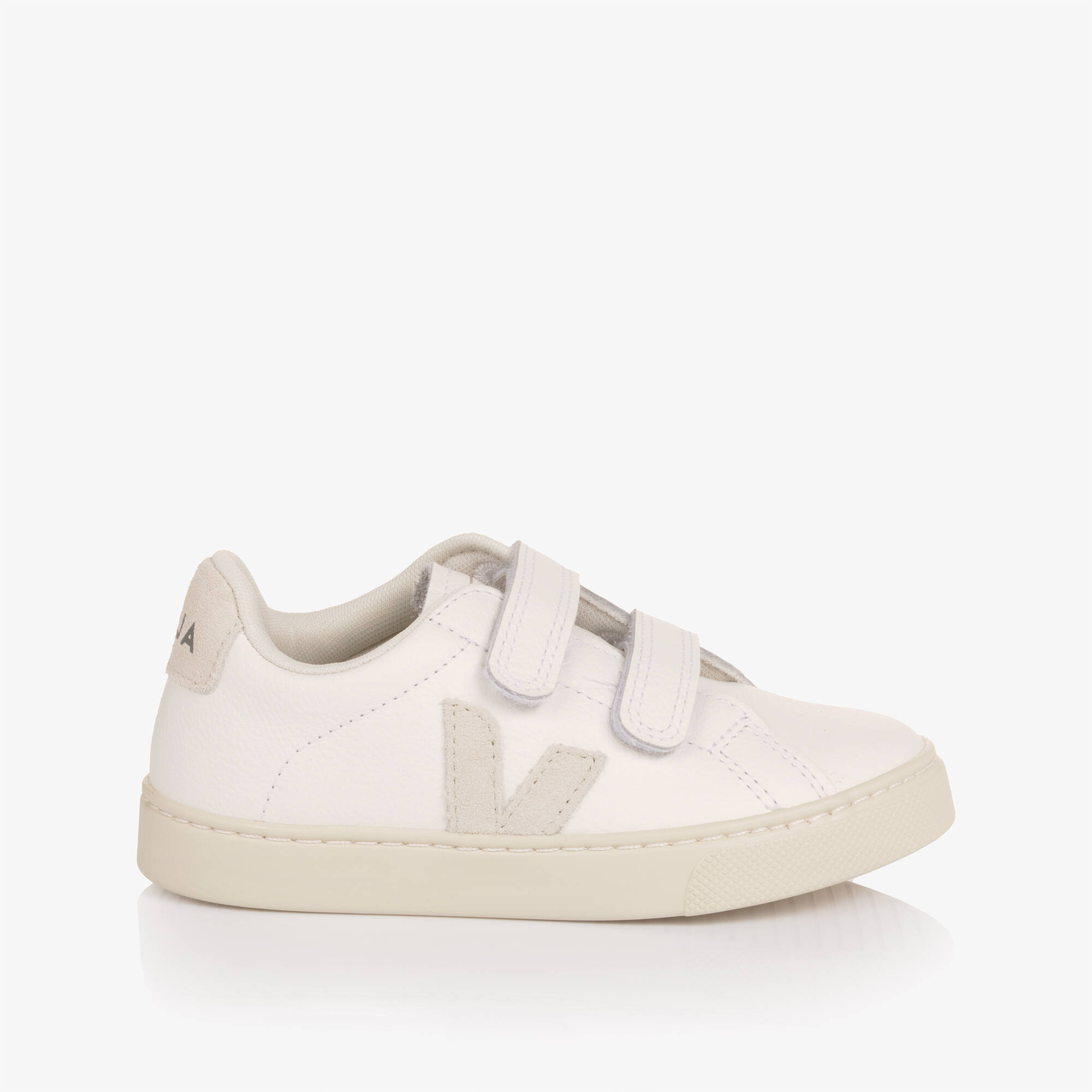 VEJA - White Leather Esplar Velcro Trainers | Childrensalon