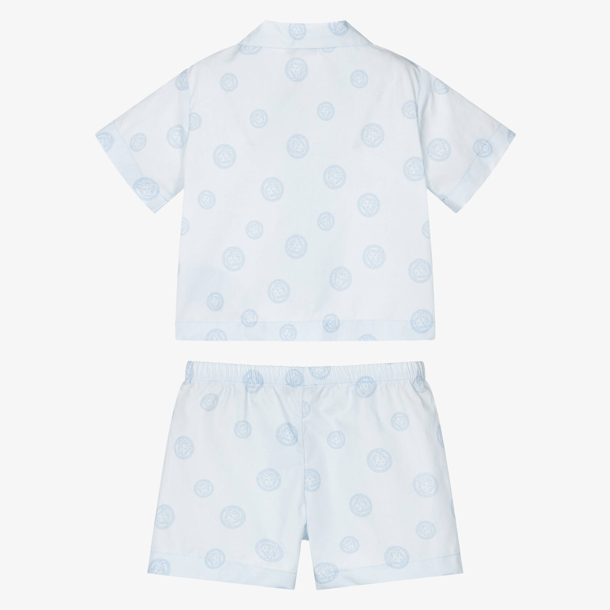 Versace - Baby Boys Pale Blue Cotton Medusa Logo Shorts Set | Childrensalon