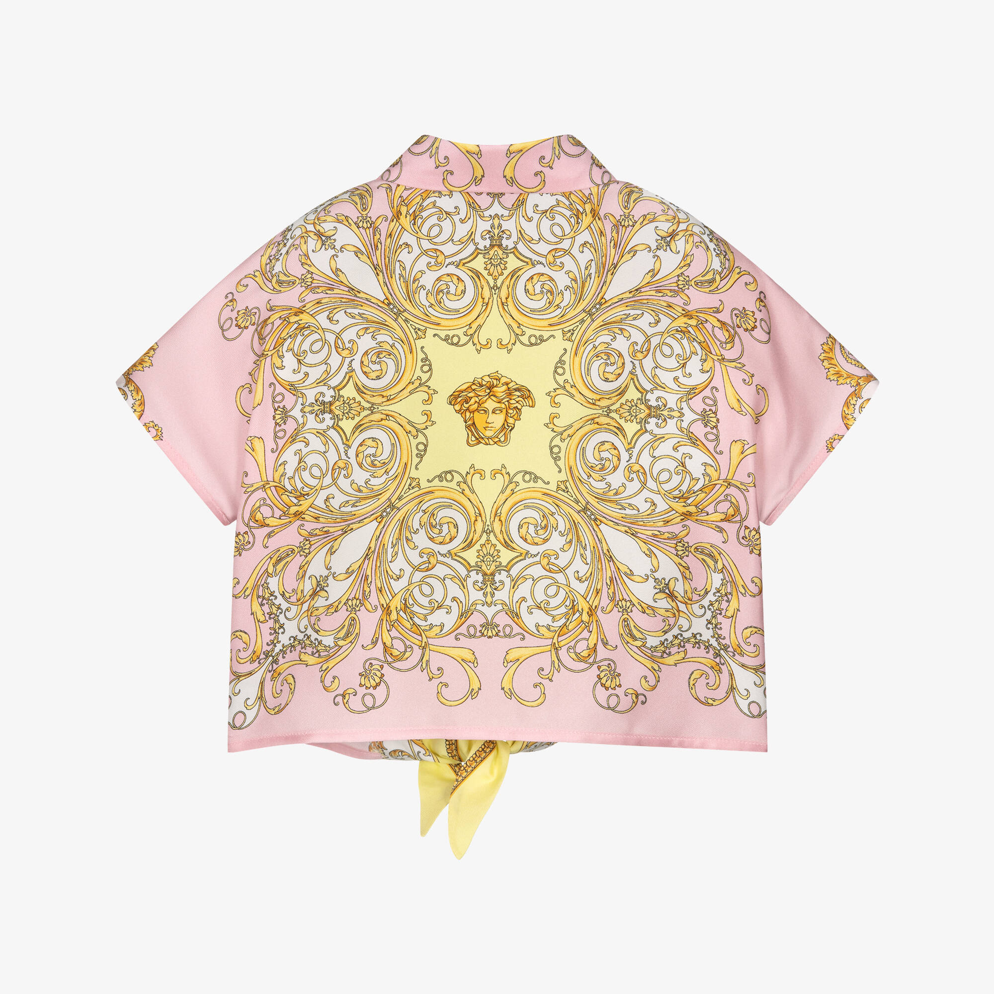 Versace - Girls Pink & Yellow Silk Blouse with Gold Barocco Print ...