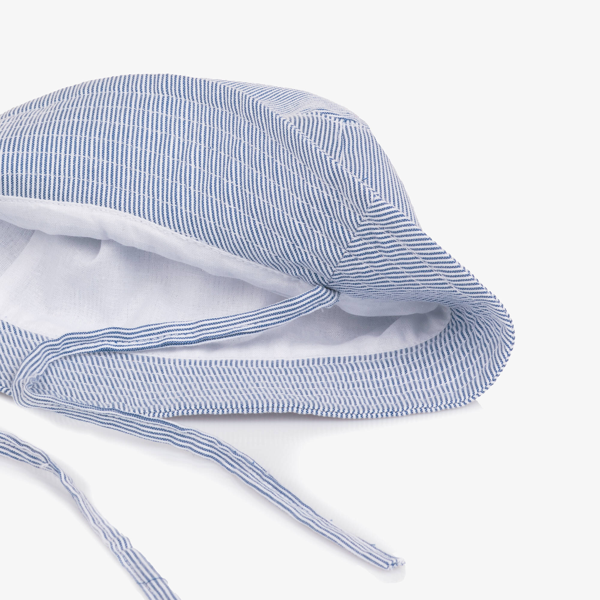 Week-end à la mer - Baby Boys Blue Striped Cotton Sun Hat | Childrensalon