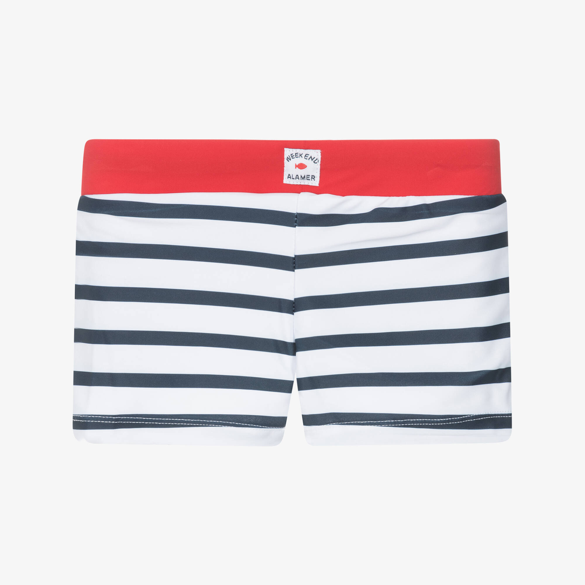 Week-end à la mer - Boys White & Blue Striped Swim Shorts (UPF50 ...