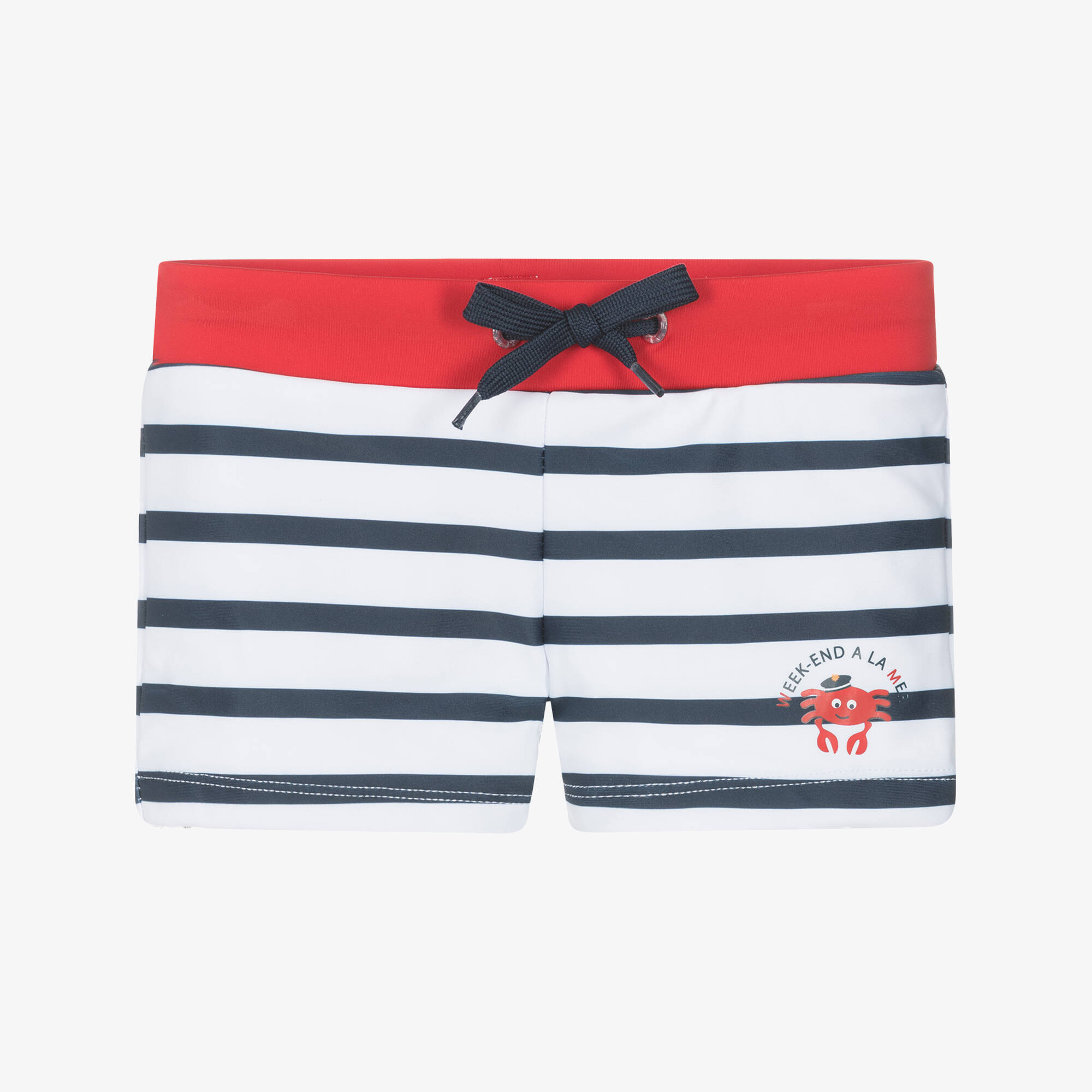 Week-end à la mer - Boys White & Blue Striped Swim Shorts (UPF50 ...