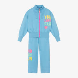 Billieblush - Girls Blue Cotton Knit Tracksuit | Childrensalon