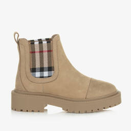 Burberry - Beige Vintage Check Chelsea Boots | Childrensalon
