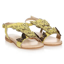 Girls Yellow Leather Sandals | Childrensalon