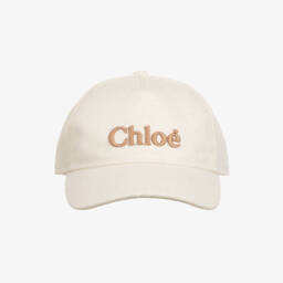 Chloé - Girls Ivory Cotton Logo Cap | Childrensalon