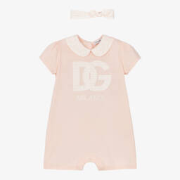 Dolce & Gabbana - Baby Girls Pink Cotton Shortie Set | Childrensalon