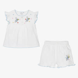 Peter Rabbit™ by Childrensalon - Girls White Cotton Embroidered Pyjamas ...