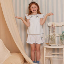 Peter Rabbit™ by Childrensalon - Girls White Cotton Embroidered Pyjamas ...