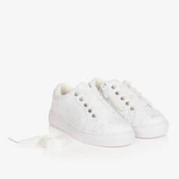 Sevva - Girls White Lace Trainers | Childrensalon