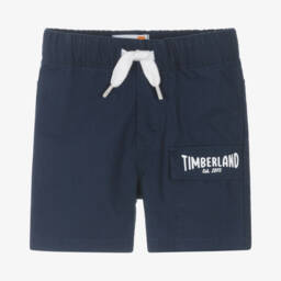 Timberland - Blue Cotton Logo Shorts | Childrensalon