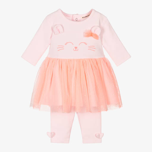 Billieblush - Girls Neon Pink Cotton & Tulle Dress Set | Childrensalon