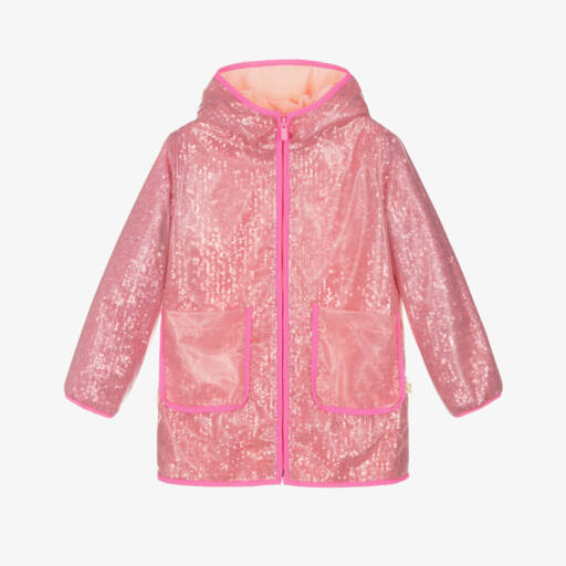 Billieblush - Pink Hooded Sequin Raincoat | Childrensalon