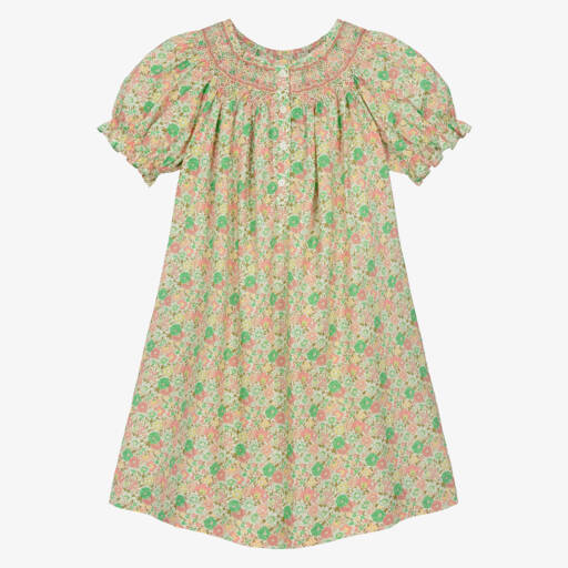 Bonpoint - Girls Pink Liberty Print Smocked Dress | Childrensalon