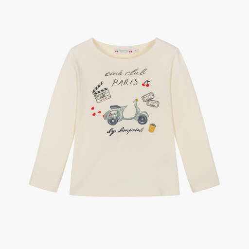 Bonpoint - Girls Ivory Floral Cotton Top | Childrensalon