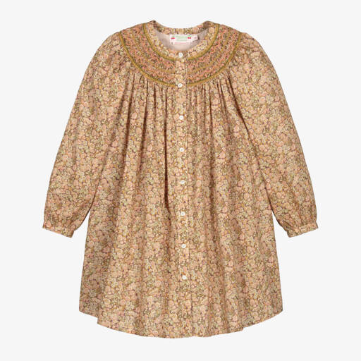 Bonpoint - Girls Pink Liberty Print Smocked Dress | Childrensalon