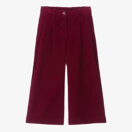 Bonpoint - Girls Red Flared Corduroy Trousers | Childrensalon