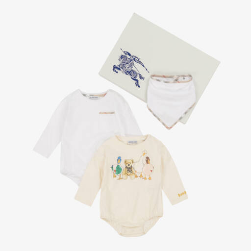 Burberry - White Mini Bear Babysuit Set | Childrensalon