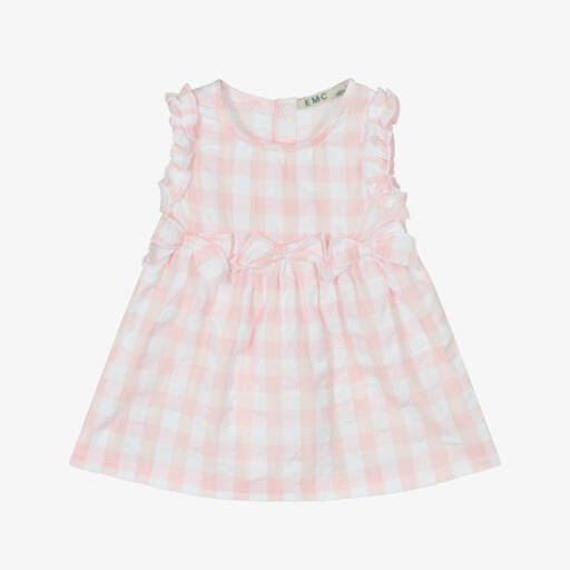 Everything Must Change - Girls Orange & White Cotton Checked Dress ...