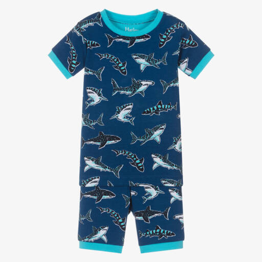 Hatley - Girls White & Blue Cotton Doodles Pyjamas | Childrensalon