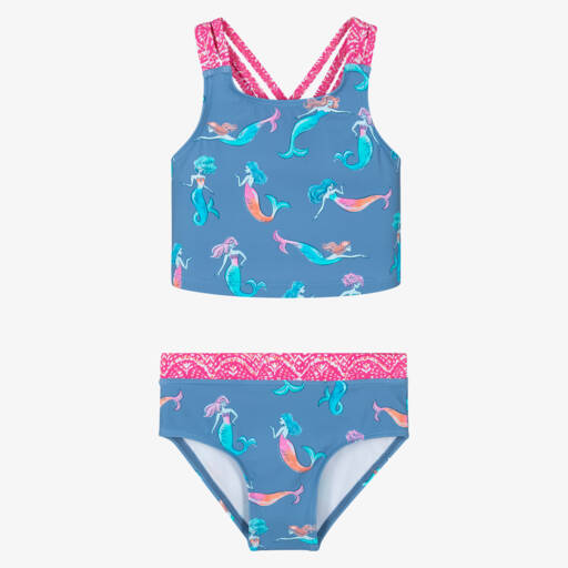Blue & White Tankini (UPF 50+) | Childrensalon