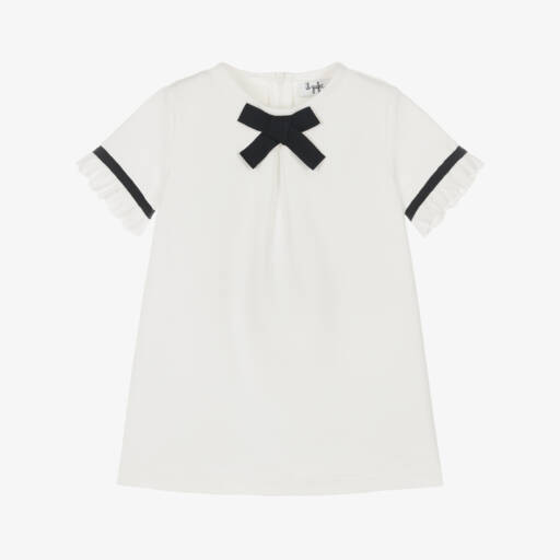 Il Gufo - Girls Ivory & Black Ruffled Tulle Dress | Childrensalon