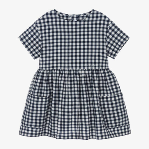 Il Gufo - Girls Navy Blue Ruffle Dress | Childrensalon