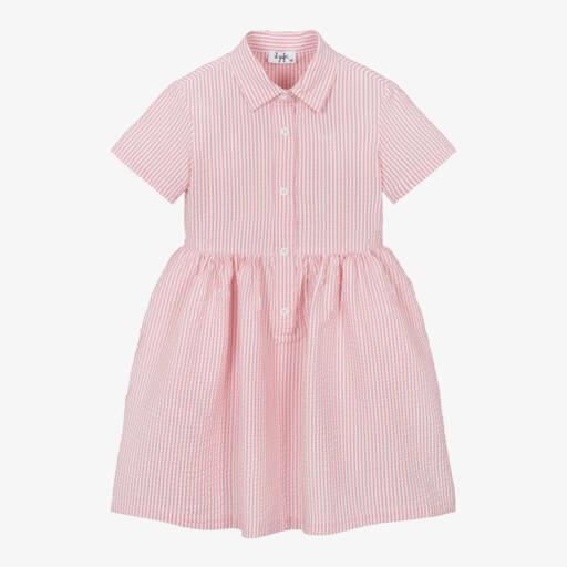 Il Gufo - Blue Striped Cotton Dress | Childrensalon