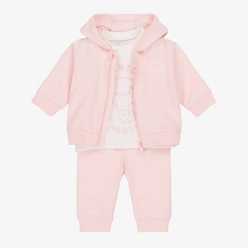 KENZO KIDS - Baby Girls Pink Elephant Tracksuit Set | Childrensalon