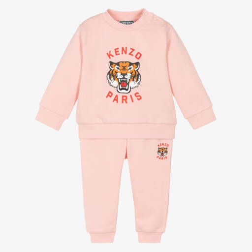 KENZO KIDS - Baby Girls Pink Elephant Tracksuit Set | Childrensalon