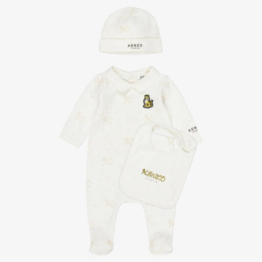 KENZO KIDS - Pink Cotton Jungle Babysuit Set | Childrensalon