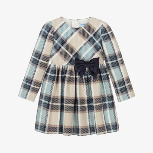 Mayoral - Girls Blue Check Dress | Childrensalon