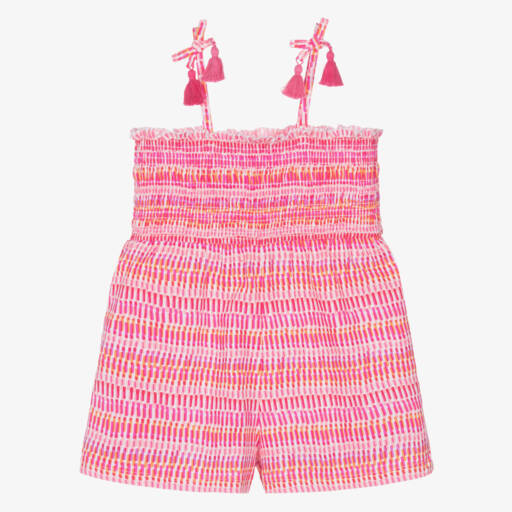Billieblush - Girls Blue Denim Embroidered Playsuit | Childrensalon
