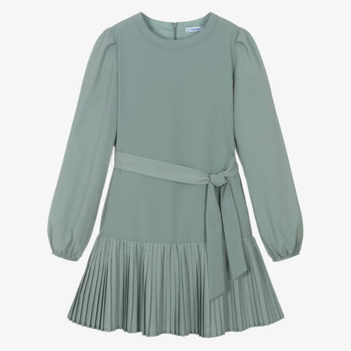 Mayoral - Girls Green Check Dress | Childrensalon
