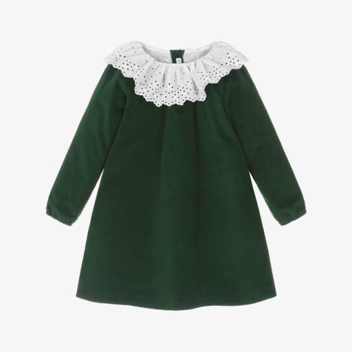 Mebi - Girls Green Check Cotton Dress | Childrensalon