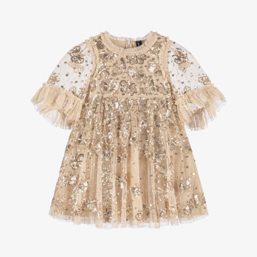 Needle & Thread - Girls Ivory Embroidered Tulle Cape Dress | Childrensalon