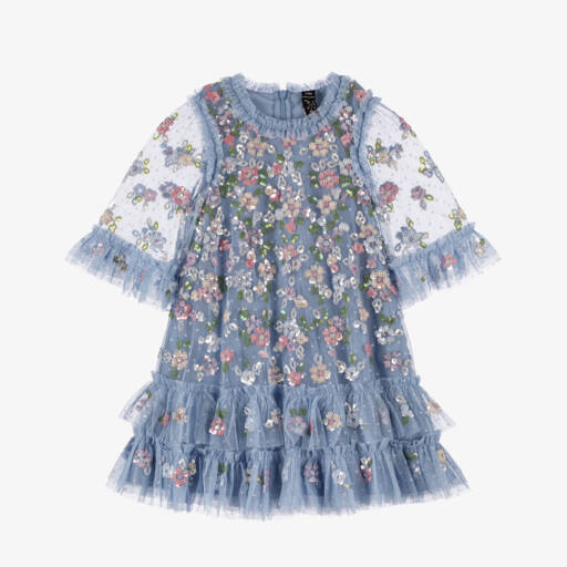 Needle & Thread - Girls Ivory Embroidered Tulle Cape Dress | Childrensalon