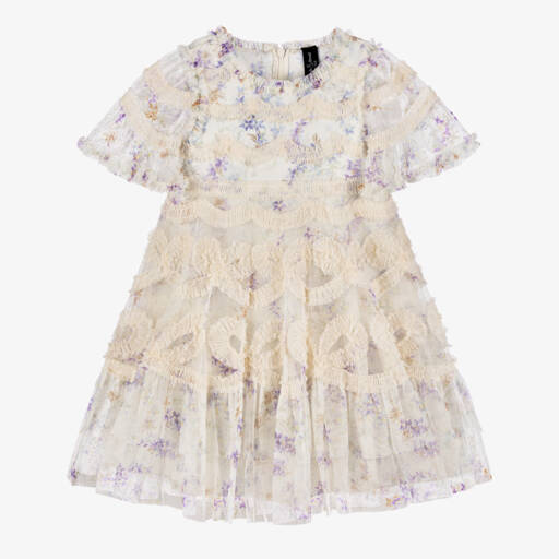 Needle & Thread - Girls Ivory Embroidered Tulle Cape Dress | Childrensalon