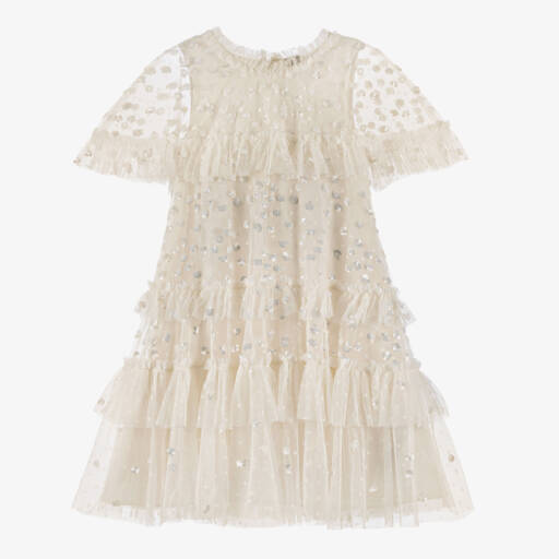 Needle & Thread - Girls Ivory Embroidered Tulle Cape Dress | Childrensalon